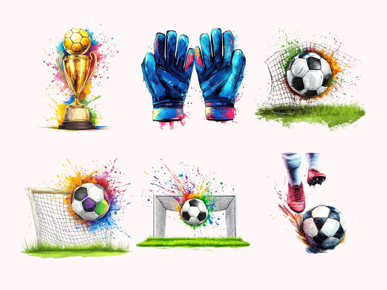 Soccer Clipart Bundle Png, Watercolor Soccer Clipart Png, Soccer ...