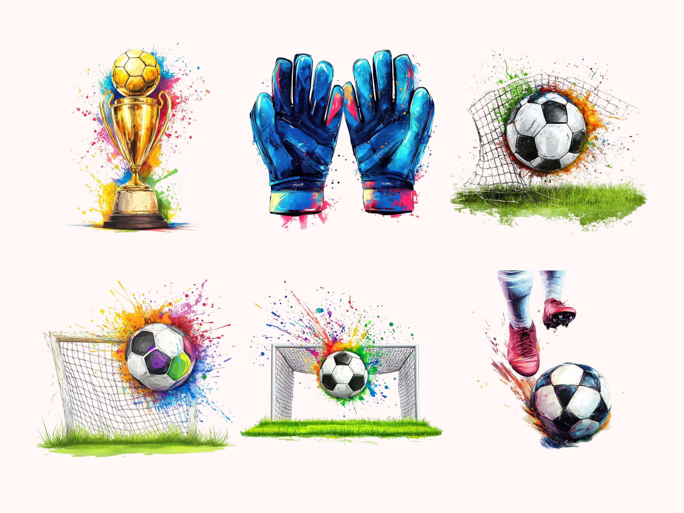 Soccer Clipart Bundle Png, Watercolor Soccer Clipart Png, Soccer ...
