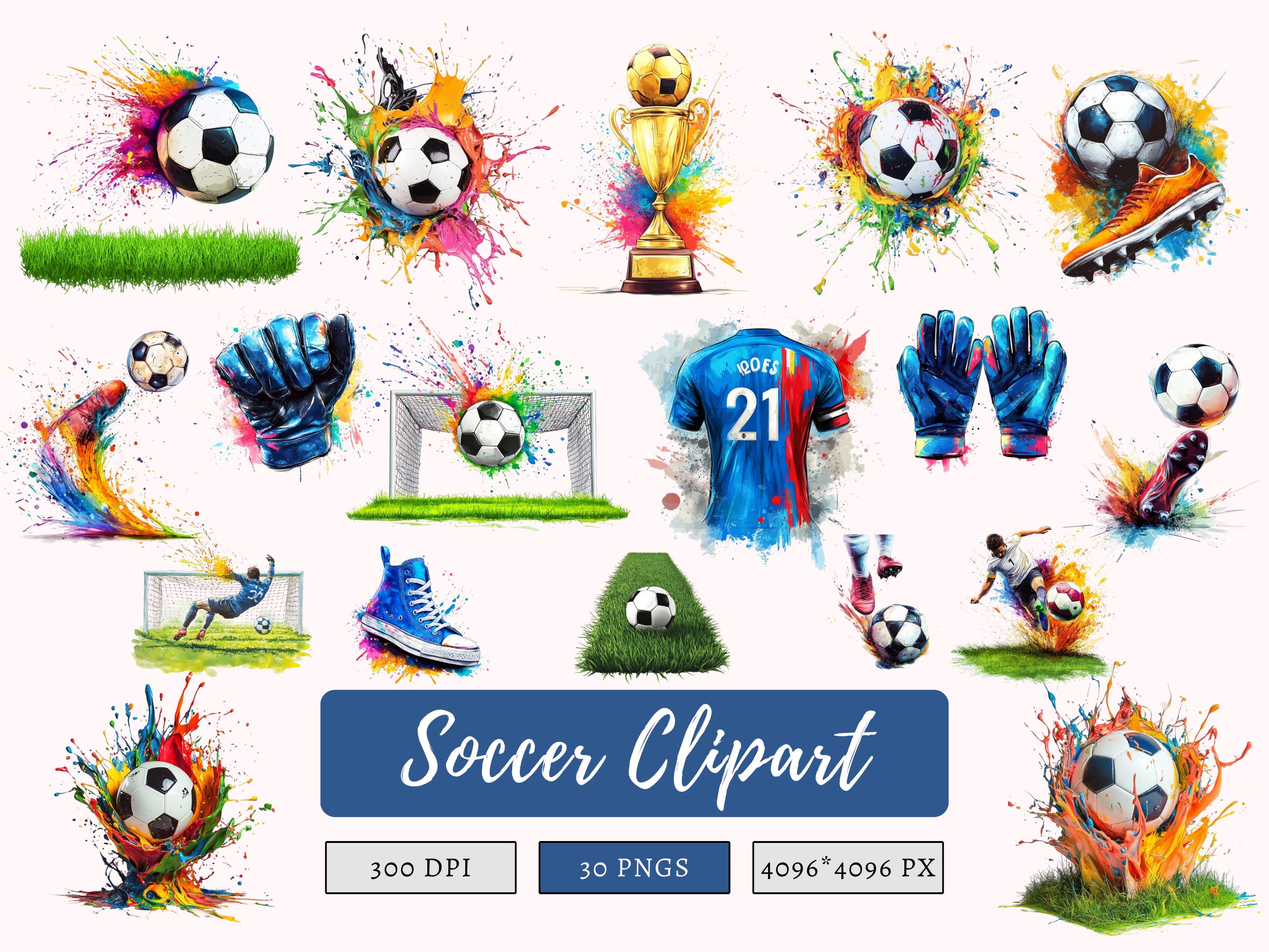 Soccer Clipart Bundle Png, Watercolor Soccer Clipart Png, Soccer ...