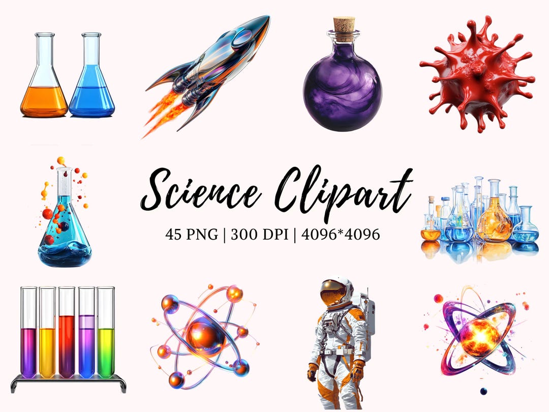 Science Clipart Bundle Png, Science Equipment Clipart, Science Stickers ...
