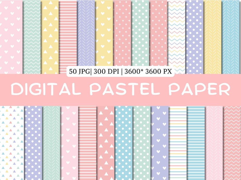 Pastel Paper Clipart Bundle, Essential Pastel Digital Paper Clipart ...