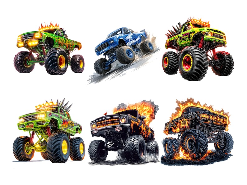 Monster Truck Clipart Bundle Png, Extreme Offroad Vehicle Clipart ...