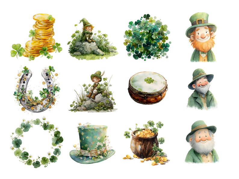Watercolor St Patrick Day Clipart Bundle, Cute St Patrick Day PNG ...