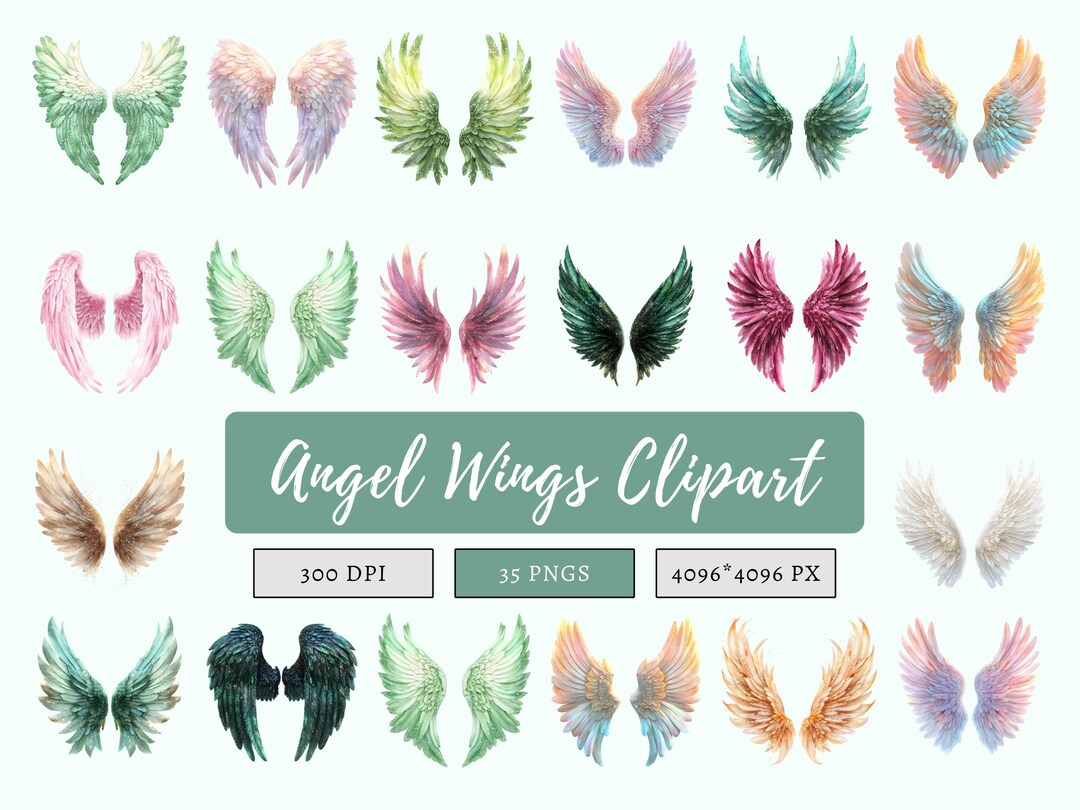 Angle Wings Clipart Bundle, Angle Wings Clipart, Angle Wings Png Bundle ...
