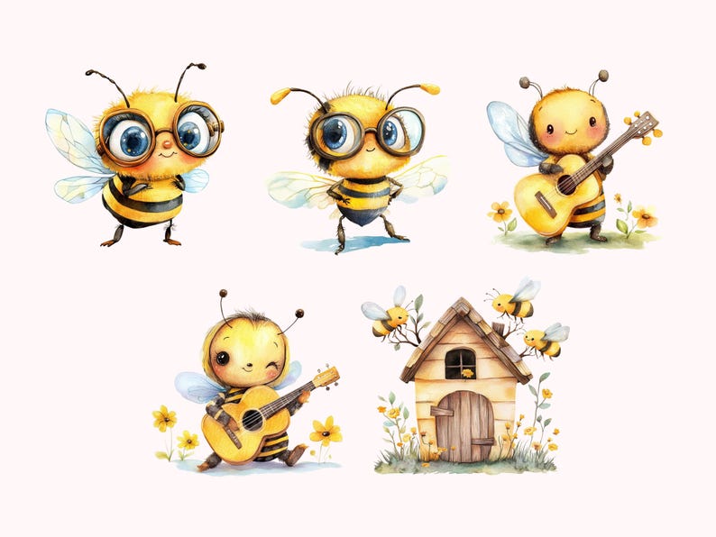 Bee Clipart Png Bundle, Honey Bee Clipart Bundle, Bee Png Bundle, Bee ...