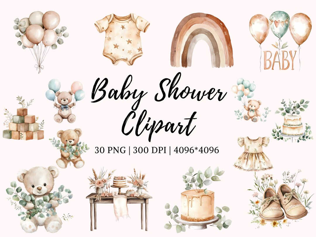 Boho Baby Shower Clipart Bundle Png, New Born Png Bundle, Neutral ...