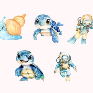 Sea Animal Clipart Bundle Png, Undersea Watercolor Clipart Bundle ...