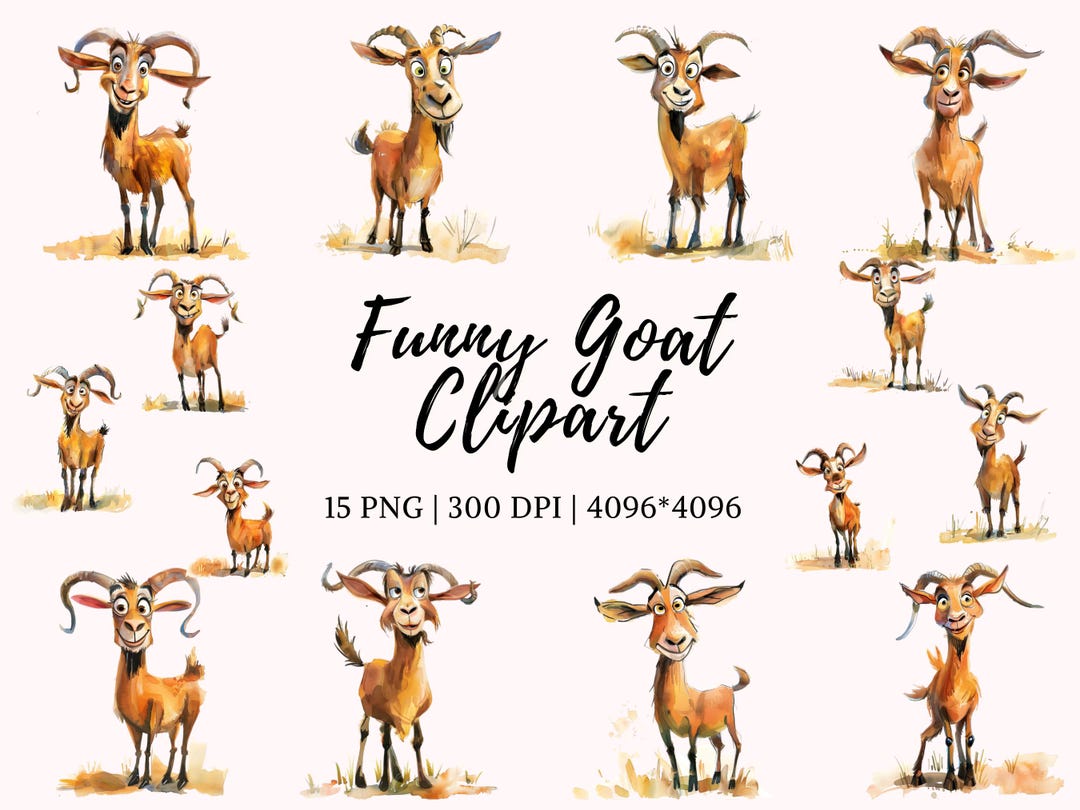 Funny Goat Clipart Bundle Png, Goat Png, Goat Clipart, Cute Goat ...