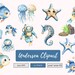 Sea Animal Clipart Bundle Png, Undersea Watercolor Clipart Bundle ...