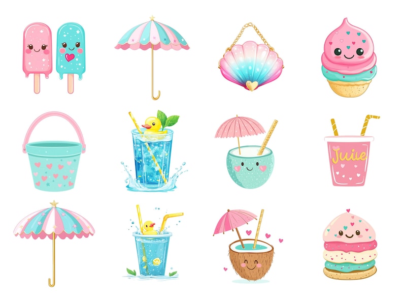 Summer Vibes Clipart Png Bundle, Summer Clipart Png, Watercolor Beach ...
