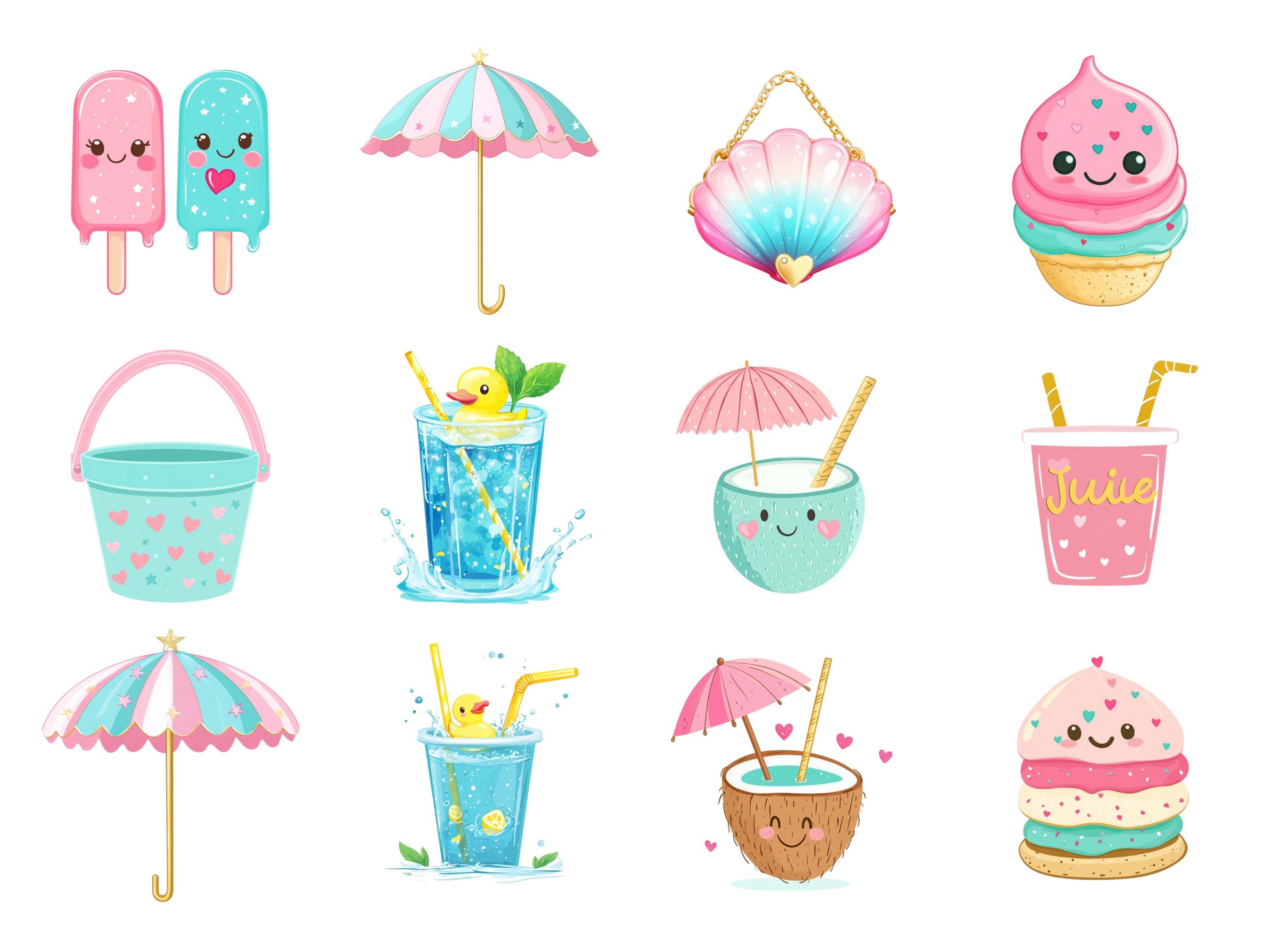 Summer Vibes Clipart Png Bundle, Summer Clipart Png, Watercolor Beach ...