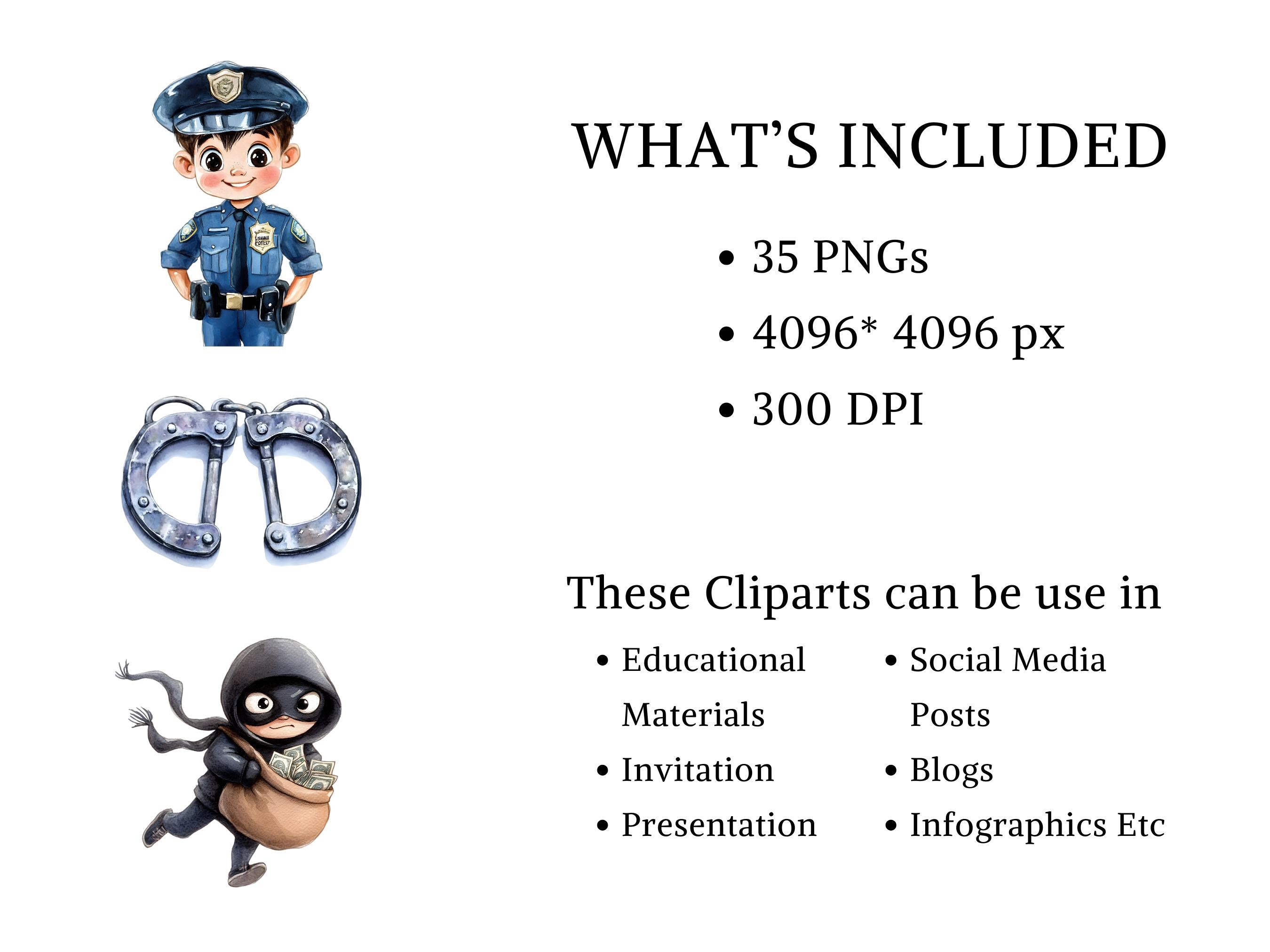 Watercolor Police Clipart Png Bundle, Police Clipart, Cute Police ...