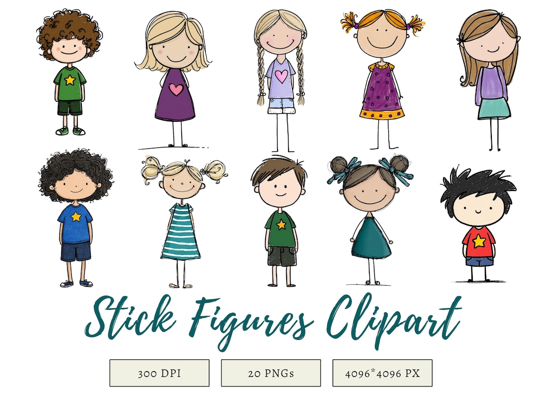 Stick Figures Clipart Bundle, Stick Children PNG, Stick People Clipart ...