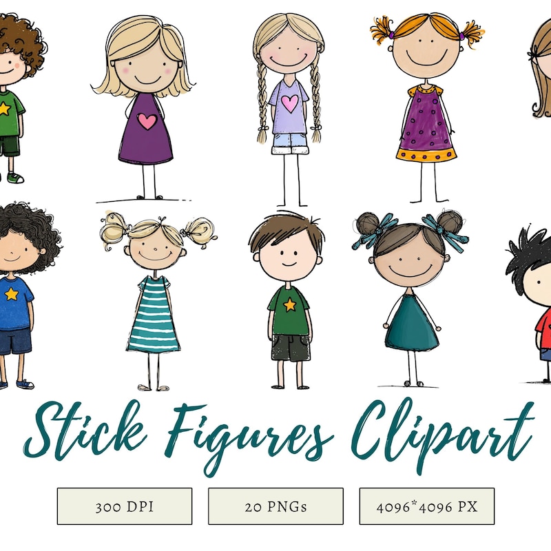 Stick Girl Clipart - Etsy