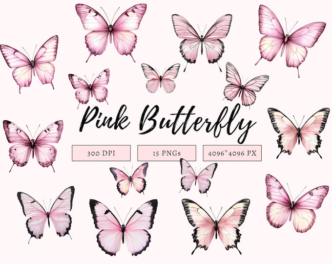 Pink Gold Butterfly Clipart, Cute Pastel Pink Butterfly, Pink Butterfly ...