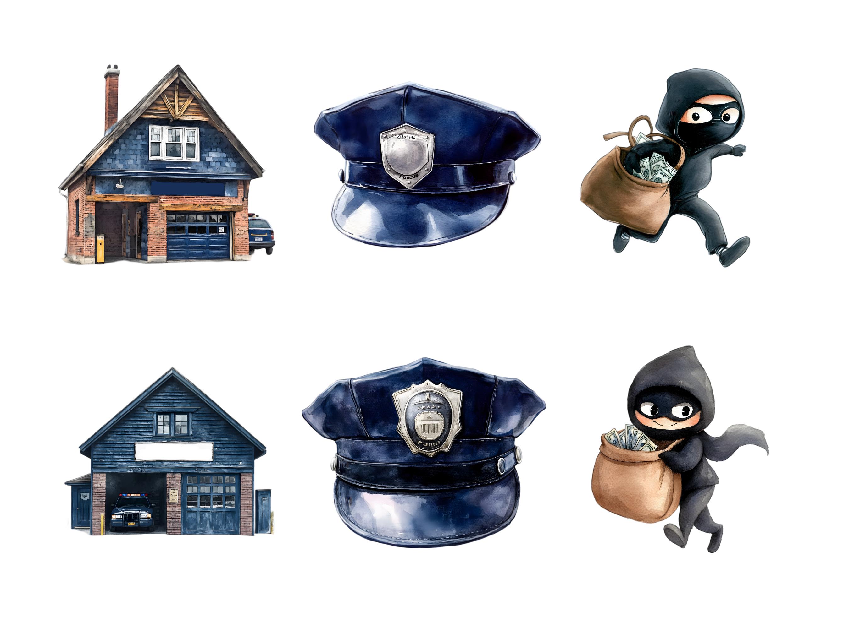 Watercolor Police Clipart Png Bundle, Police Clipart, Cute Police ...