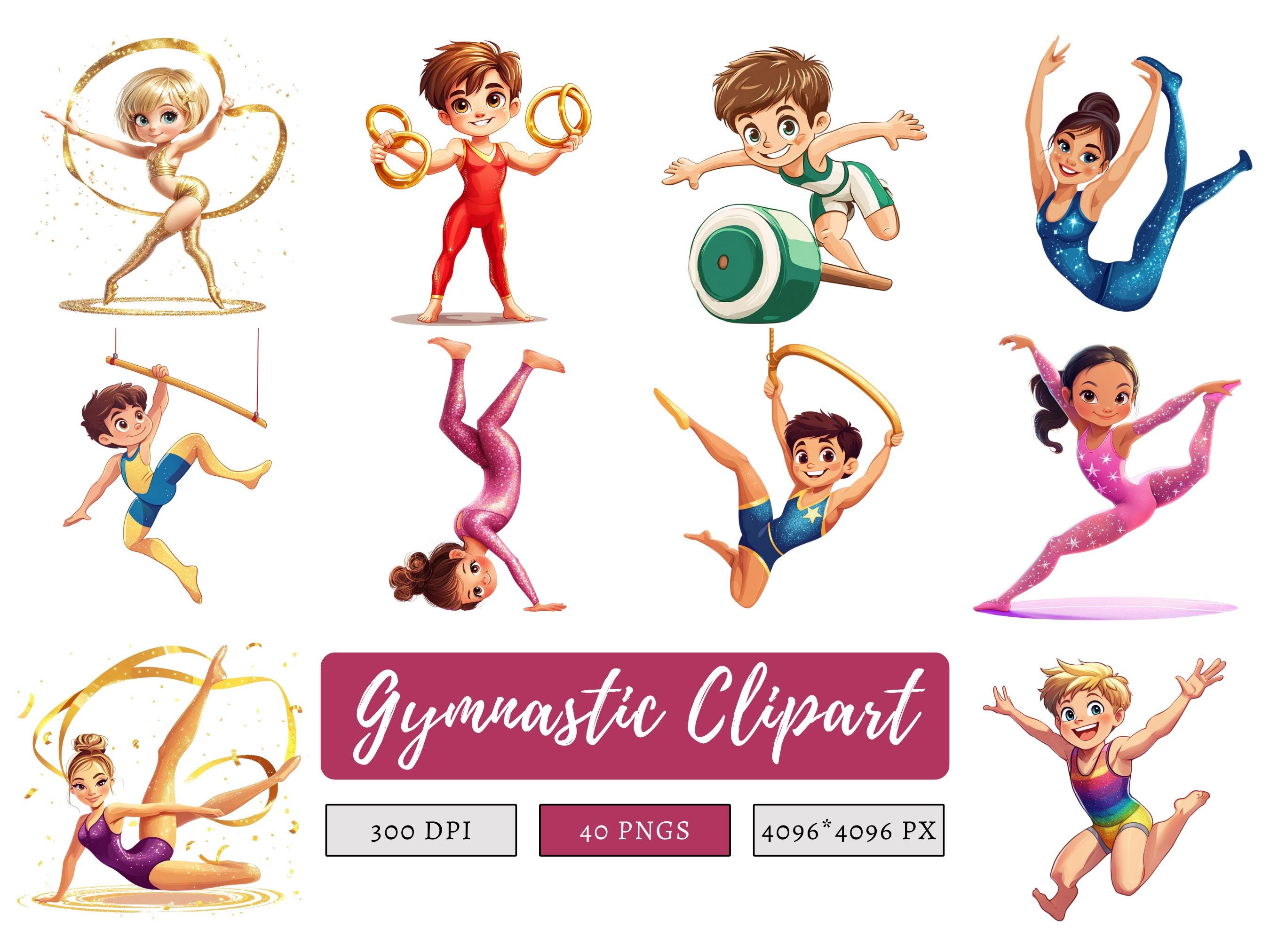 40 Gymnastic Clipart Bundle Png, Gymnastic Silhouette, Gymnastic ...