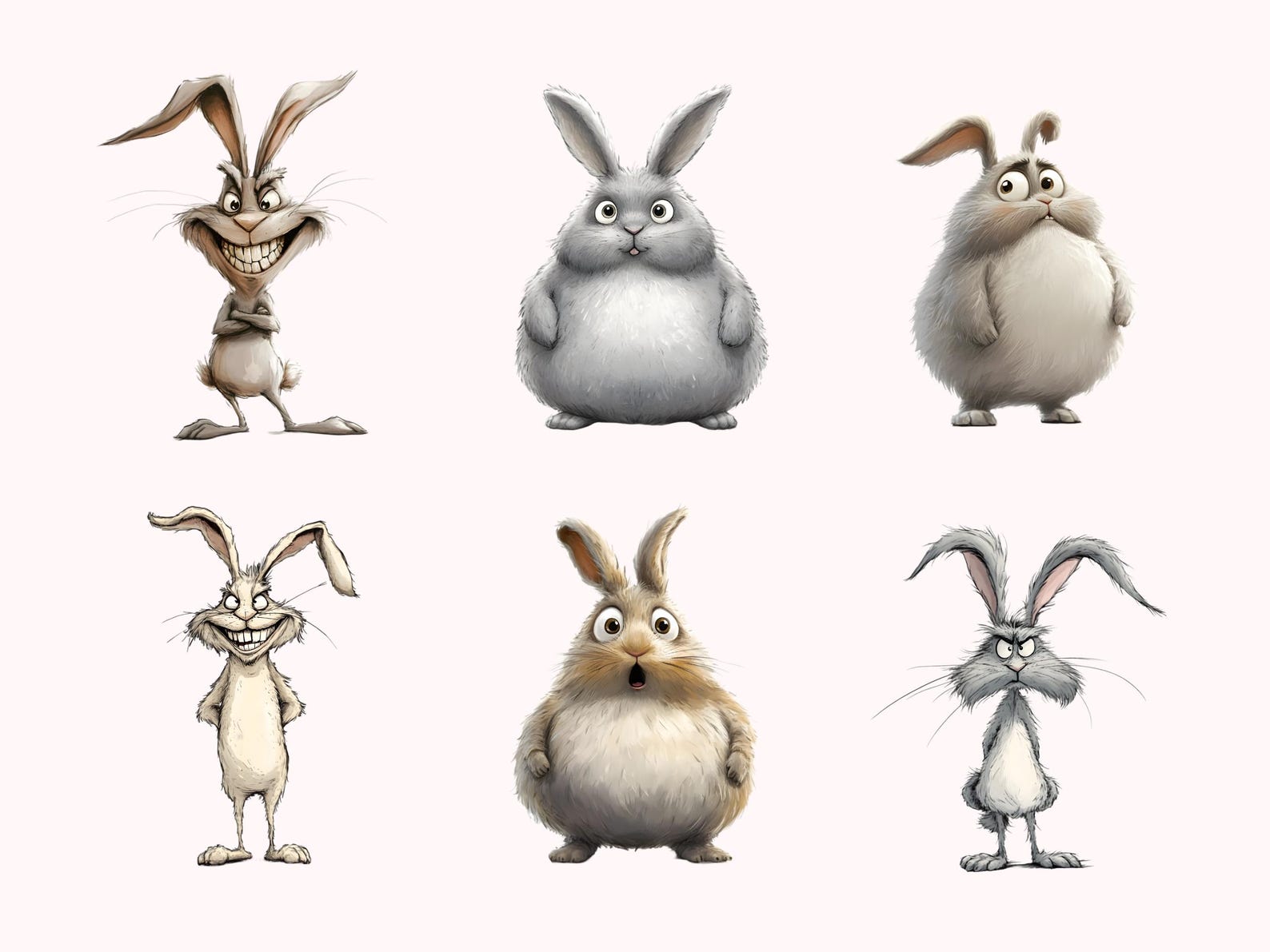 Quirky Rabbit Clipart Png Bundle, Funny Rabbit Clipart, Funny Bunny ...