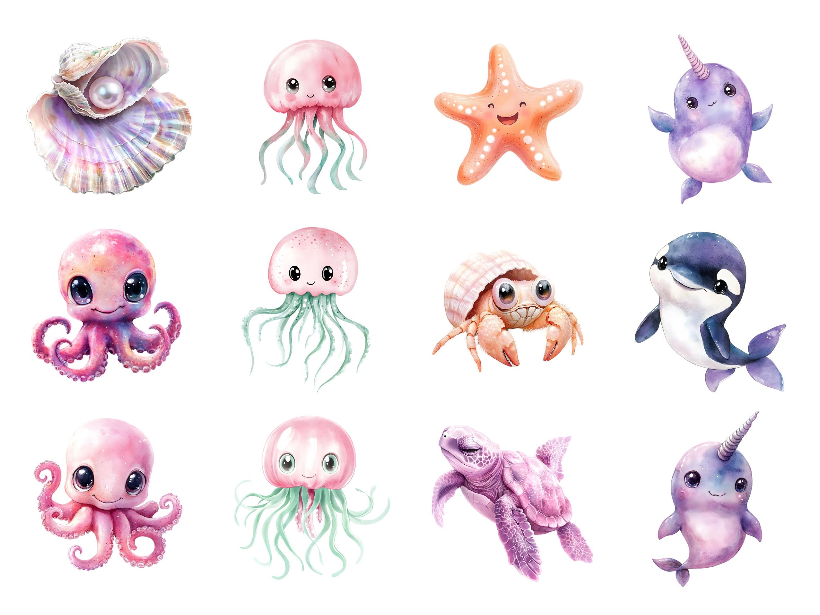 Watercolor Undersea Clipart Png Bundle, Pastel Undersea Clipart Png ...