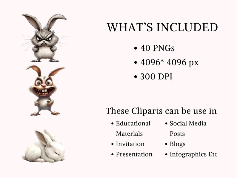 Quirky Rabbit Clipart Png Bundle, Funny Rabbit Clipart, Funny Bunny ...