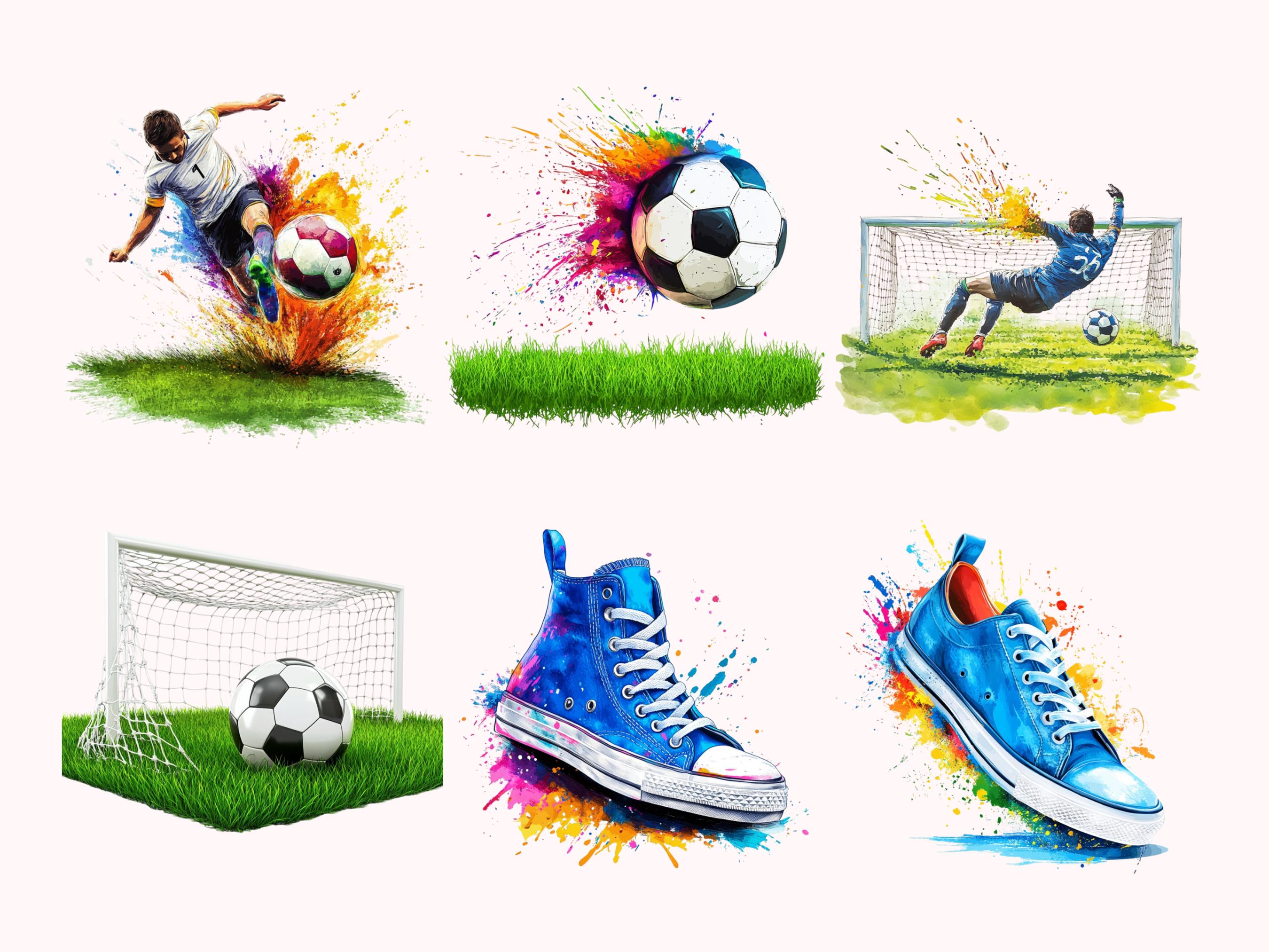 Soccer Clipart Bundle Png, Watercolor Soccer Clipart Png, Soccer ...