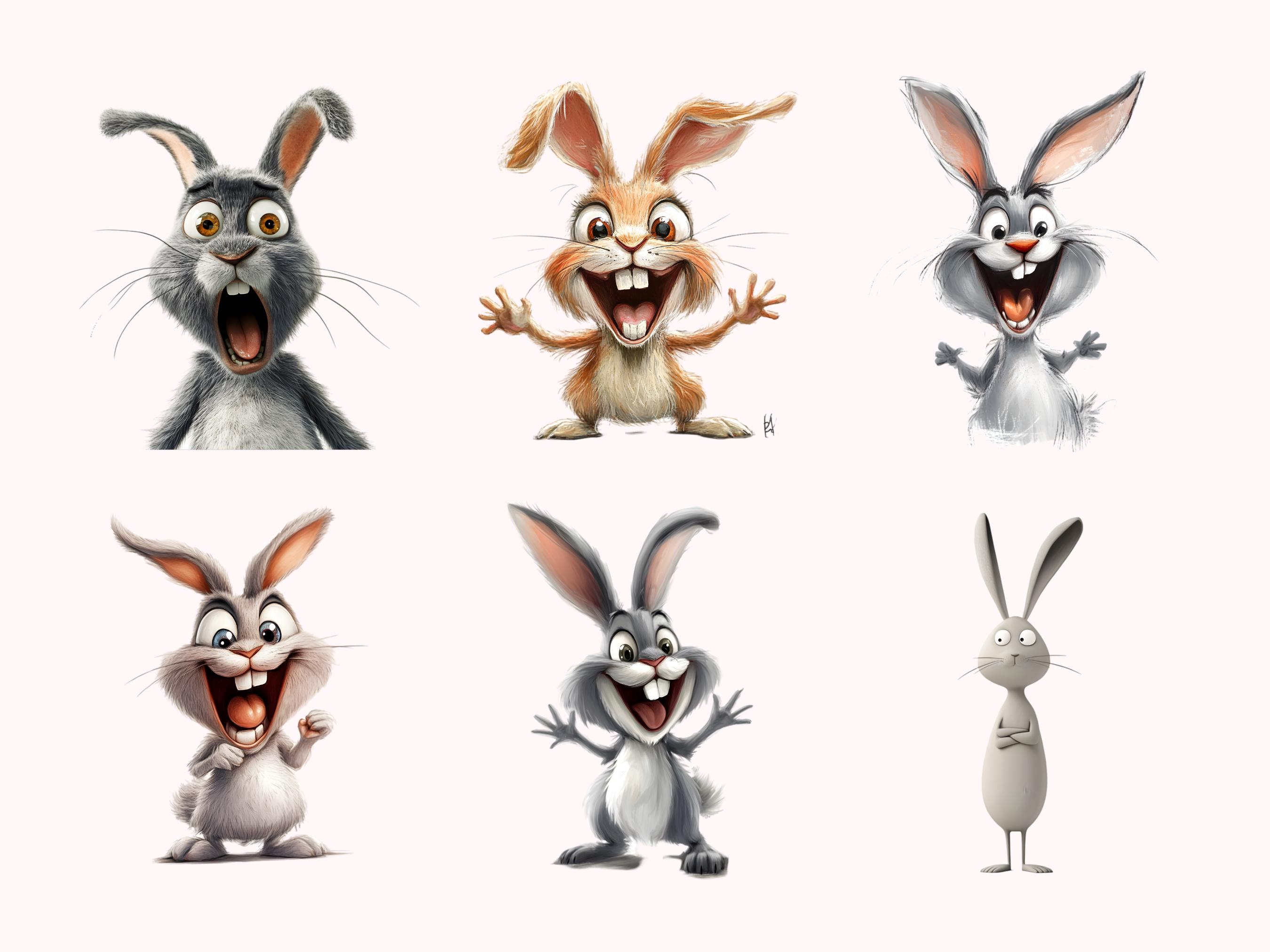 Quirky Rabbit Clipart Png Bundle, Funny Rabbit Clipart, Funny Bunny ...