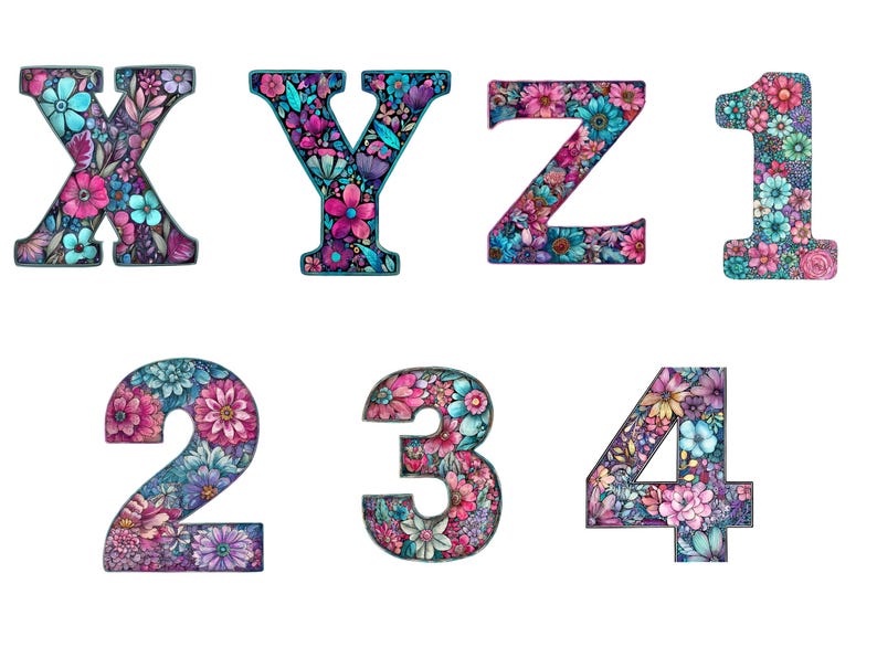 Paisley Floral Alphabet Clipart, Alpha Doodle Letter PNG, Bright ...