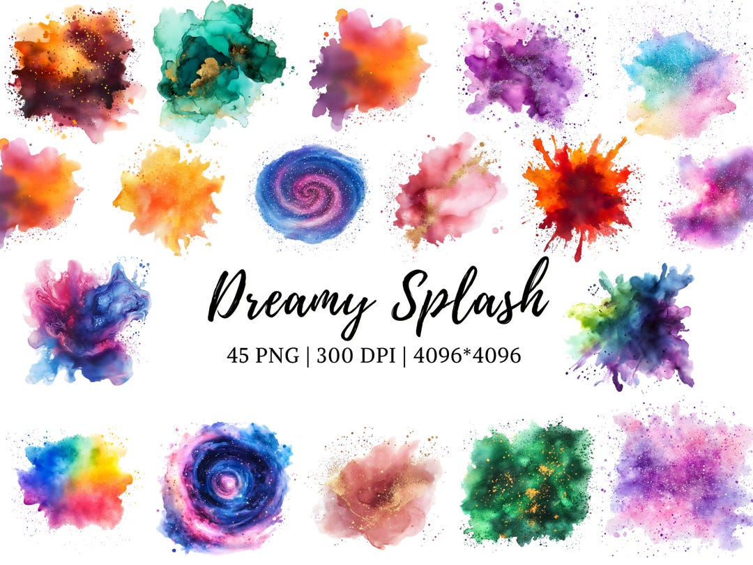 Dreamy Splash Clipart, Watercolor Splash Clipart, Splatter Clipart Png ...