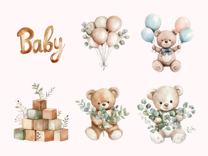 Boho Baby Shower Clipart Bundle Png, New Born Png Bundle, Neutral ...