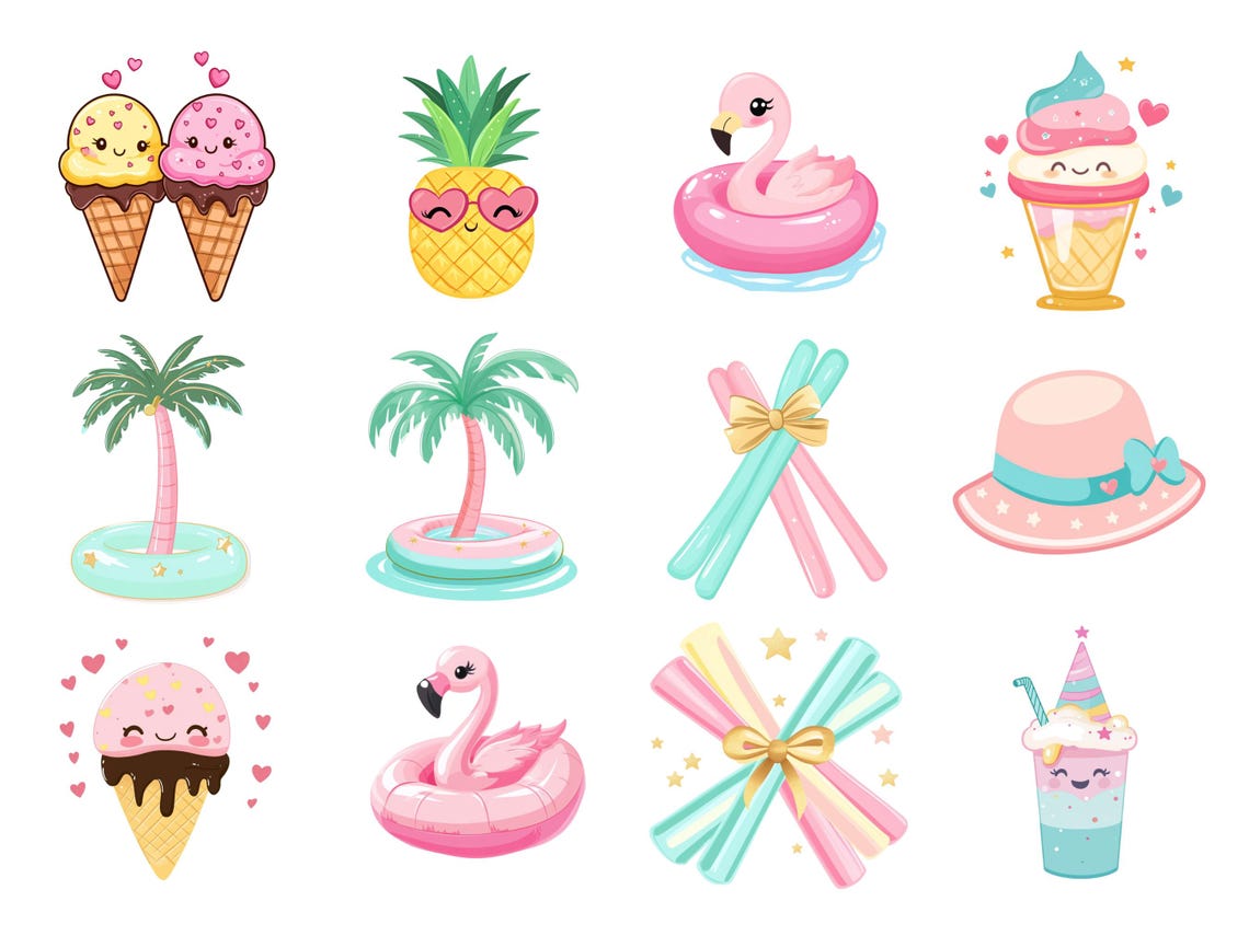 Summer Vibes Clipart Png Bundle, Summer Clipart Png, Watercolor Beach ...