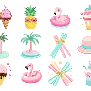 Summer Vibes Clipart Png Bundle, Summer Clipart Png, Watercolor Beach ...