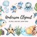 Sea Animal Clipart Bundle Png, Undersea Watercolor Clipart Bundle ...