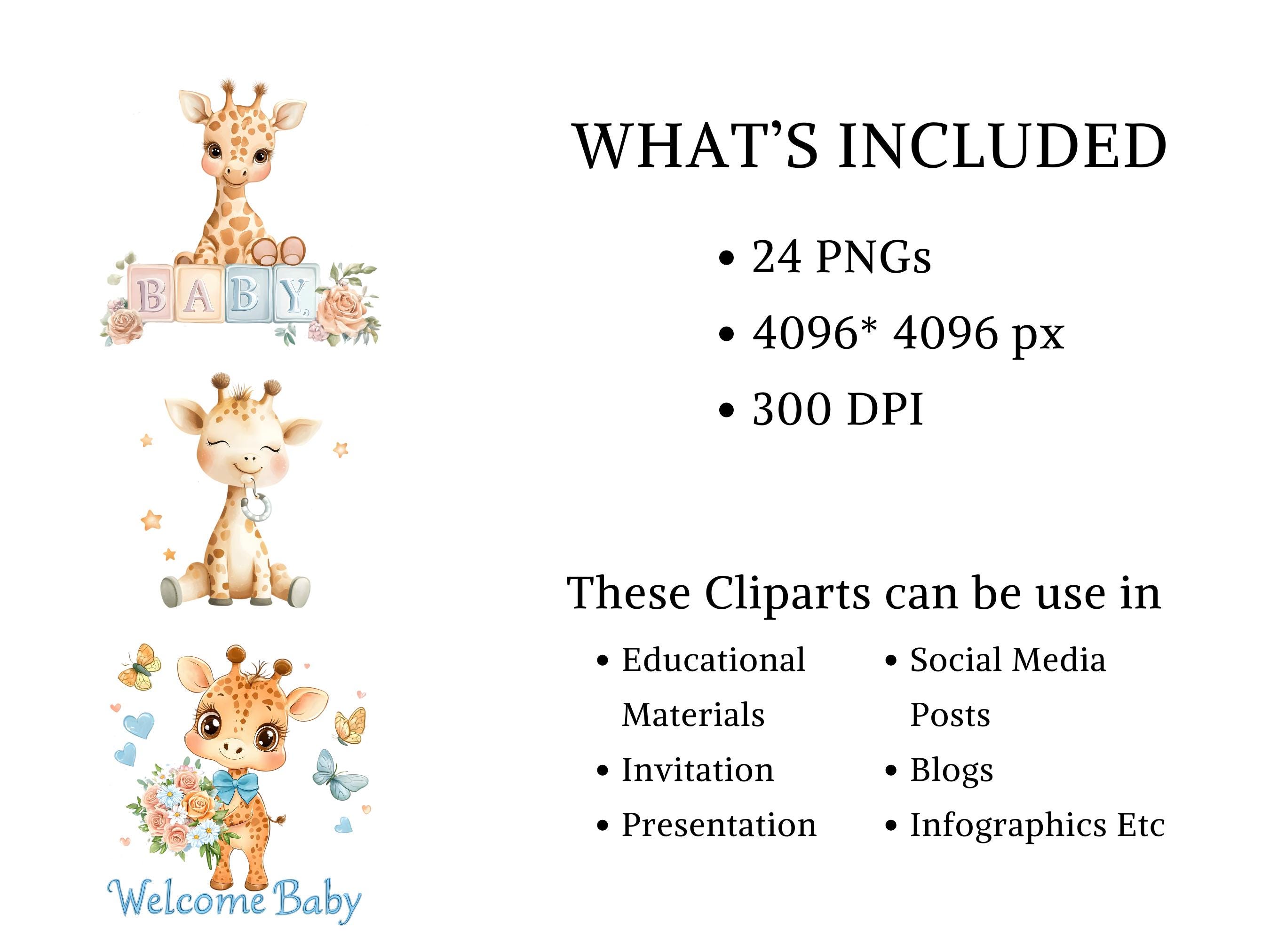Baby Giraffe Clipart, Welcome Baby Clipart, Watercolor Baby Giraffe Png ...