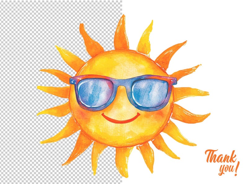 Sun Clipart Png Bundle, Watercolor Sun Clipart Png, Sun Png, Cute Sun ...