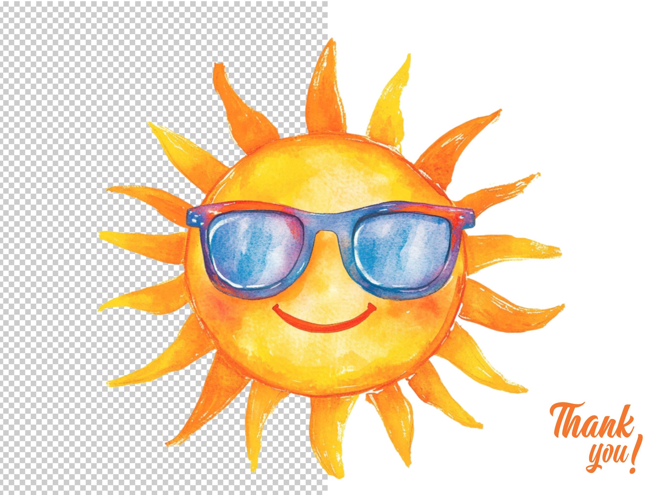 Sun Clipart Png Bundle, Watercolor Sun Clipart Png, Sun Png, Cute Sun ...