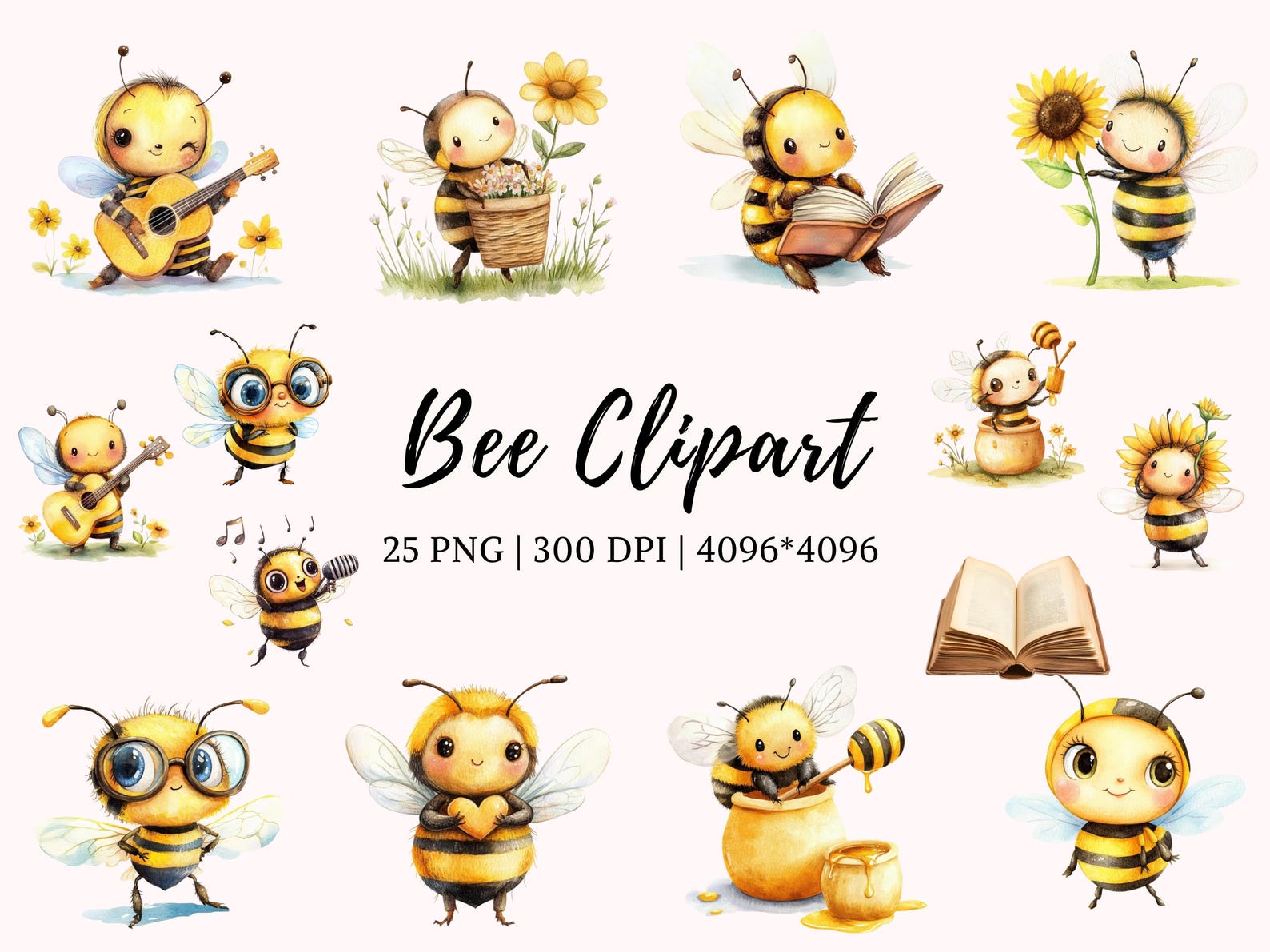 Bee Clipart Png Bundle, Honey Bee Clipart Bundle, Bee Png Bundle, Bee ...