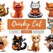Quirky Cat Clipart Png Bundle, Cat Clipart Png, Funny Cat Clipart, Cute ...