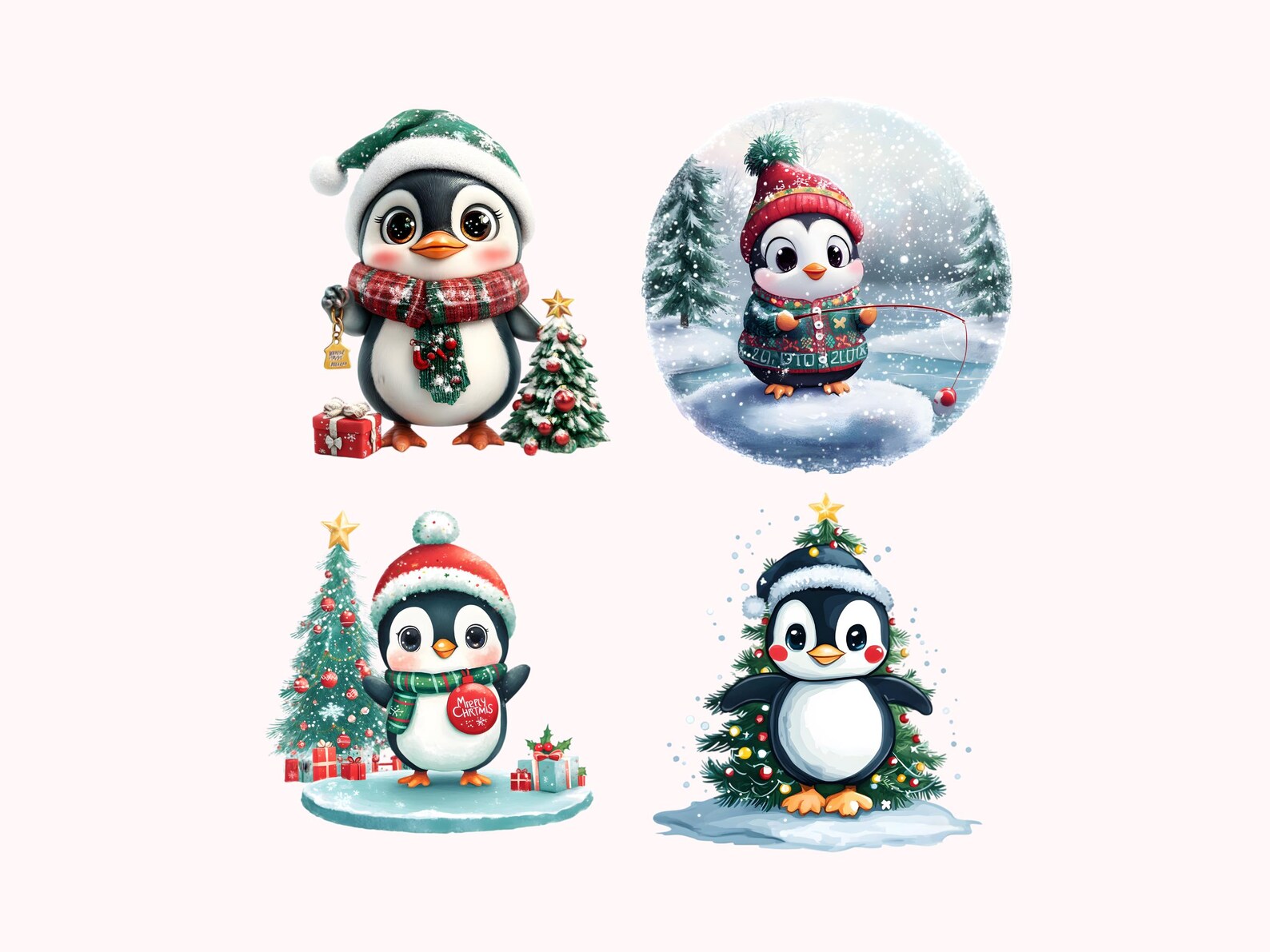14 Penguin Clipart Bundle Png, Christmas Penguin Clipart Bundle ...