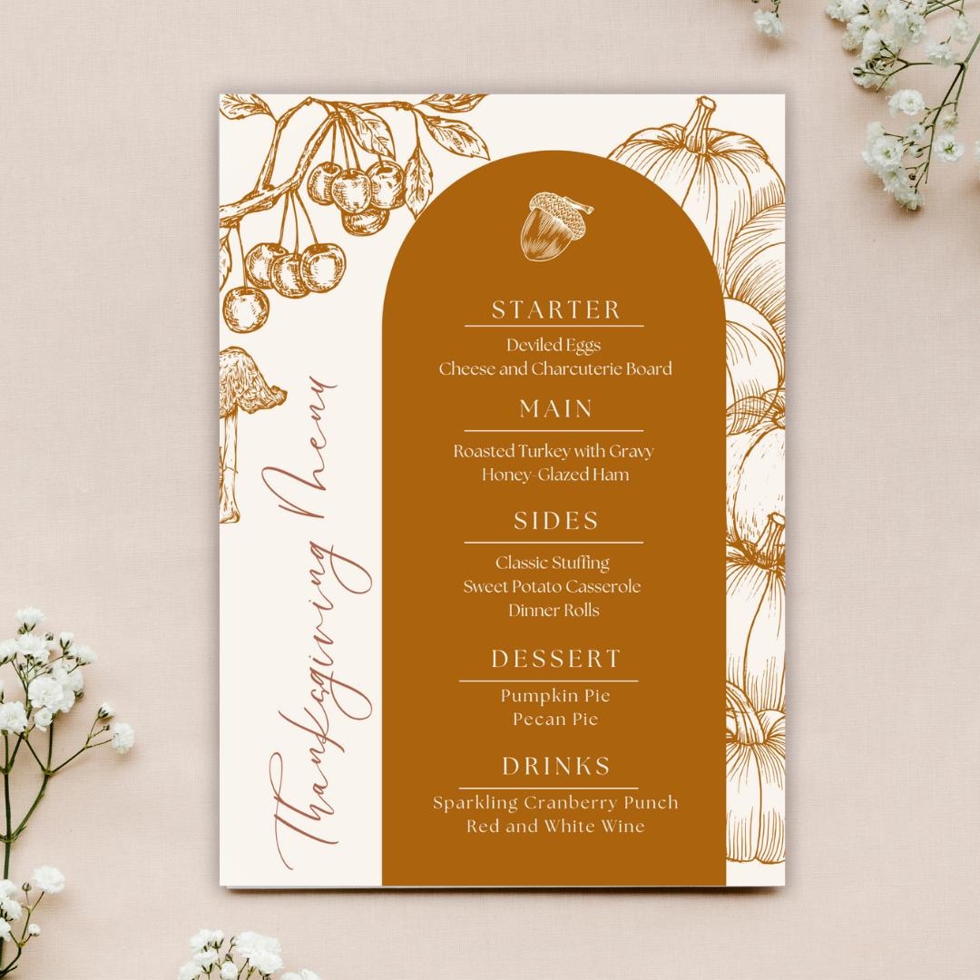 Thanksgiving Menu Printable Template Holiday Season Menu Editable ...