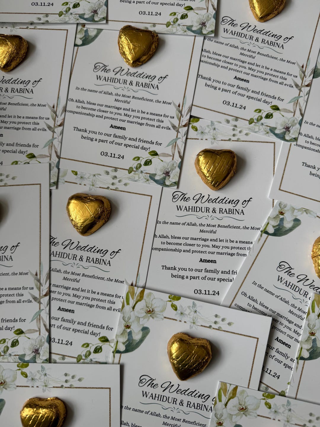 Gold Foiled Chocolate Hearts Token Favours | Wedding Favours | Nikkah ...