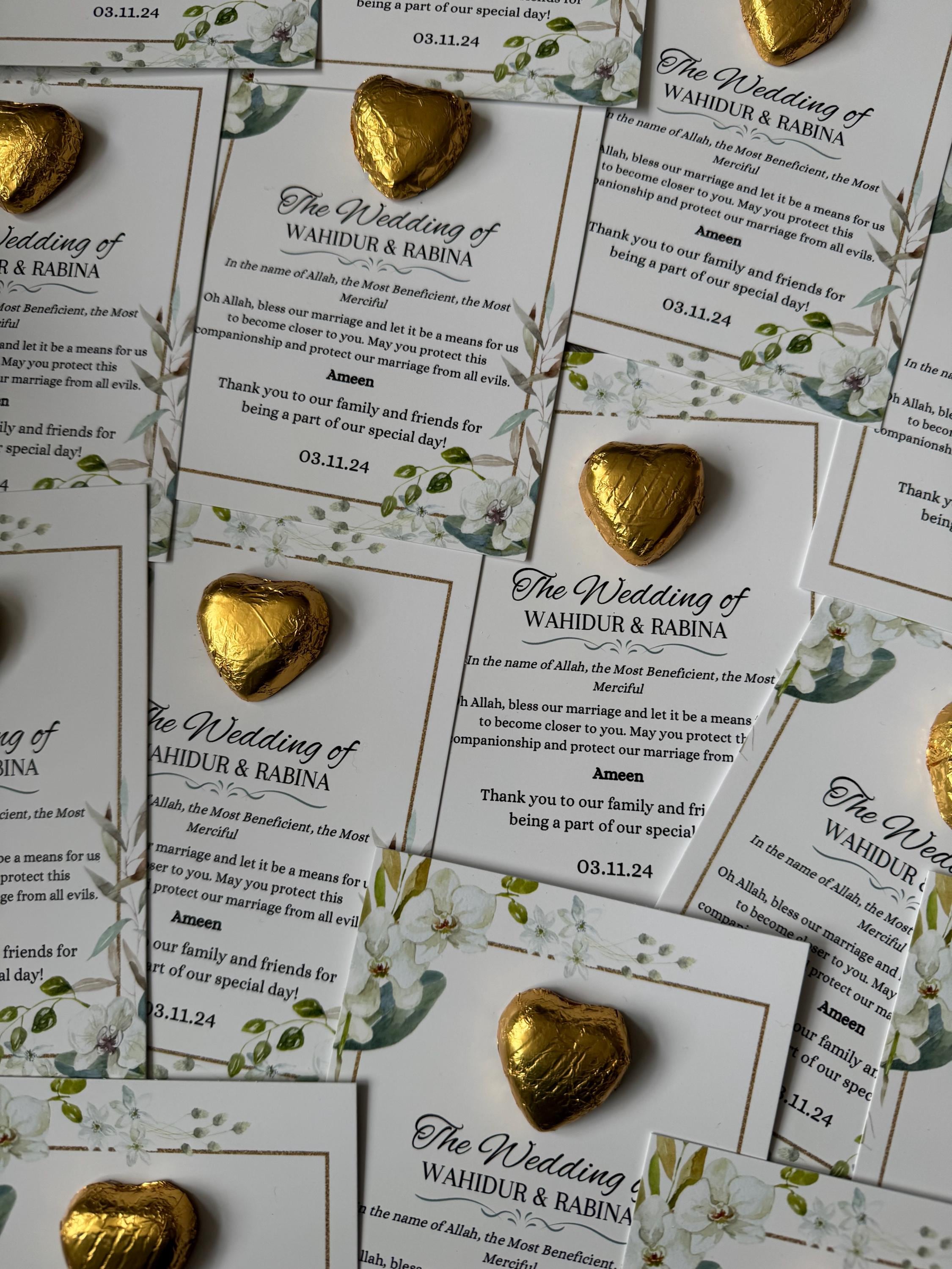 Gold Foiled Chocolate Hearts Token Favours | Wedding Favours | Nikkah ...