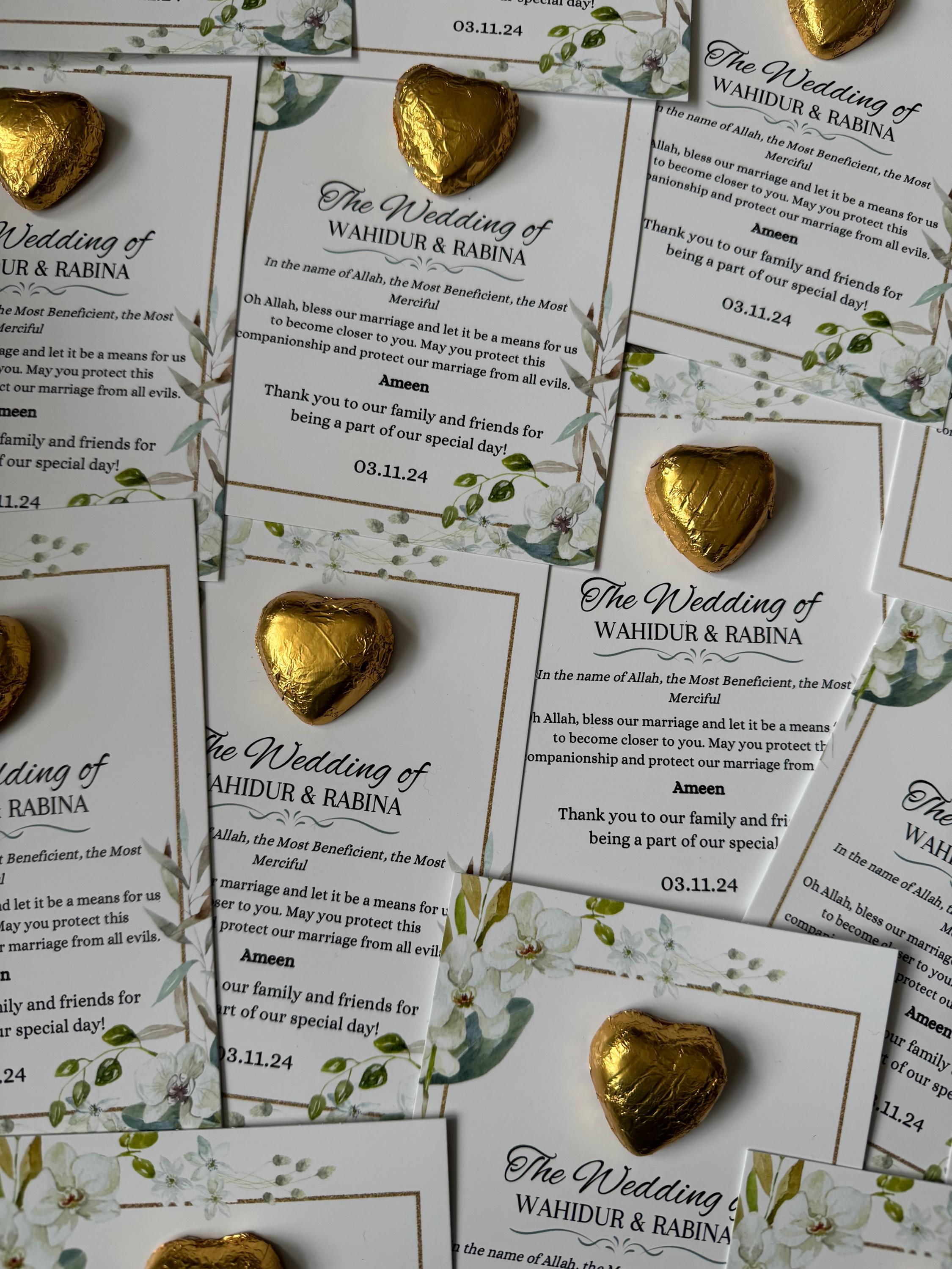 Gold Foiled Chocolate Hearts Token Favours Wedding Favours Nikkah ...