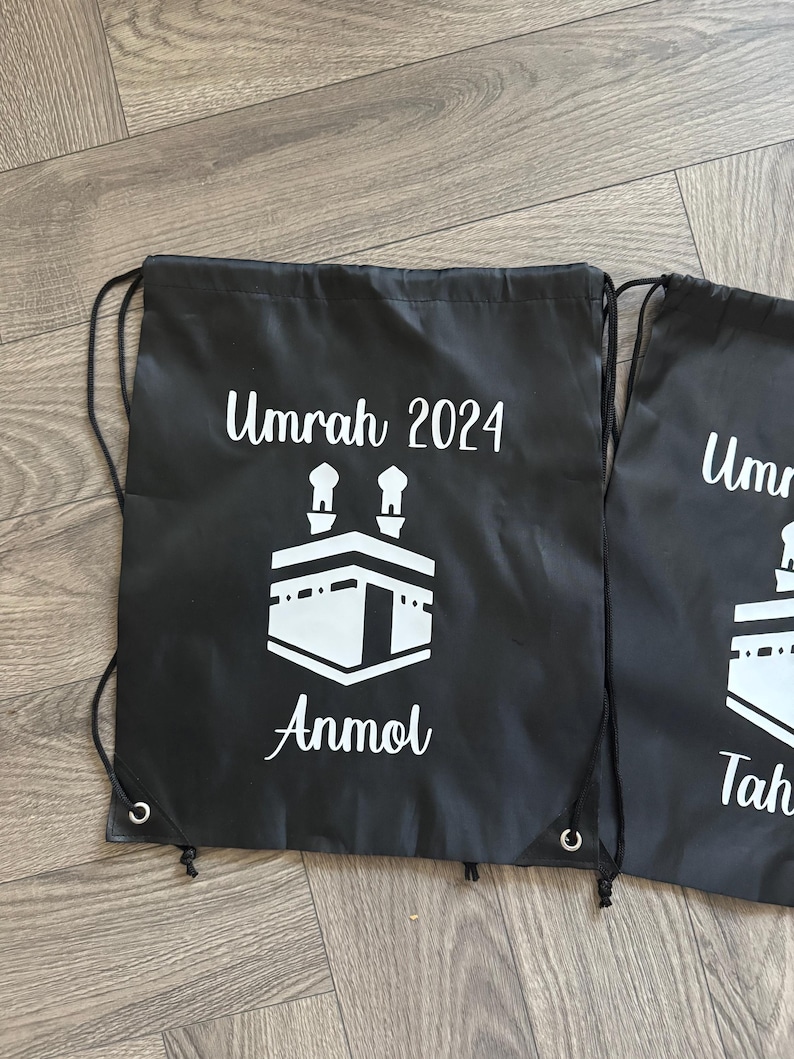 Personalized Umrah Hajj Black Drawstring Bag - Unisex Travel Gift - Etsy