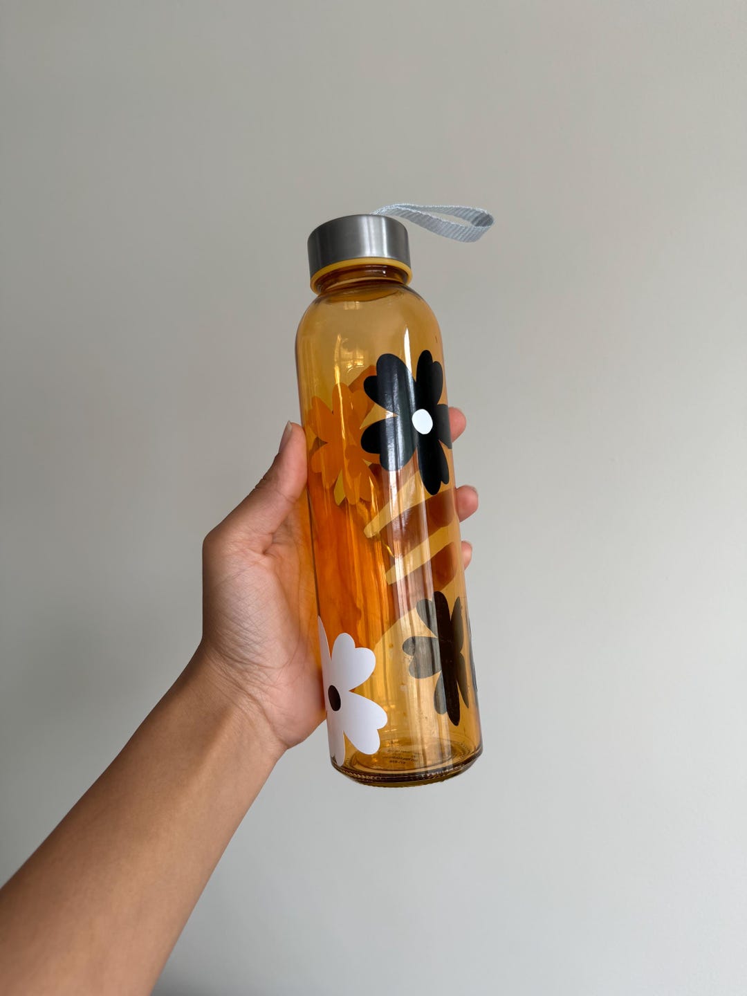 Floral Glass Water Bottle 500ml Pink Yellow Orange - Etsy