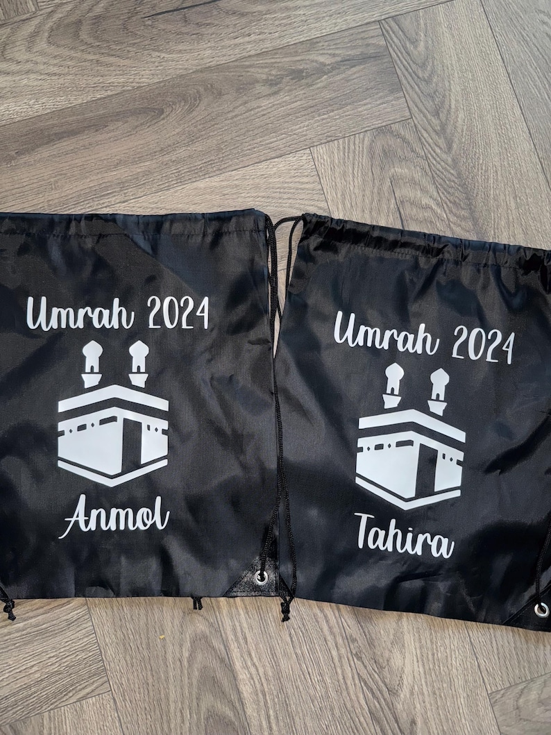 Black Drawstring Bag/ Backpack for Umrah/hajj - Unisex Gift - Holds ...