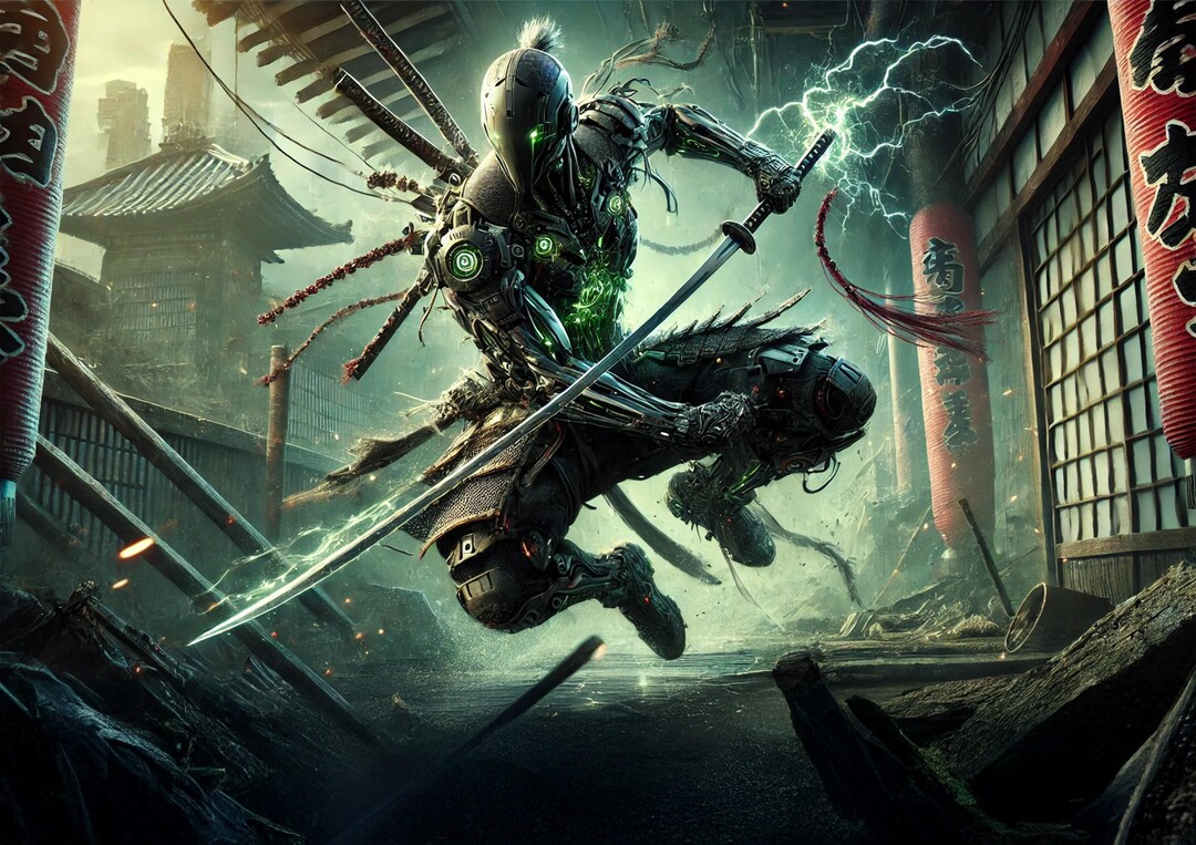 Cyber Ninja High-resolution, Japanese, Cyberpunk Art 3,508 X 2,480px ...