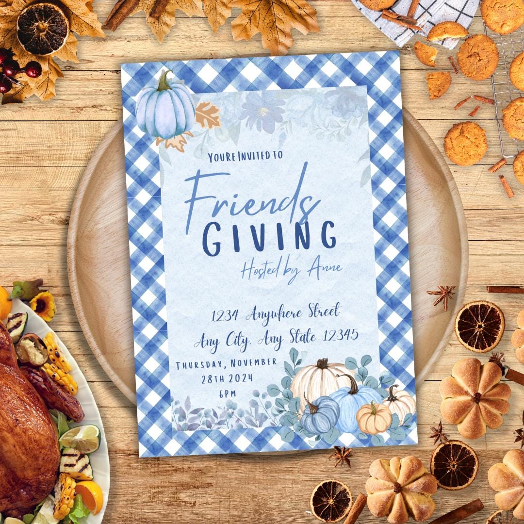 EDITABLE Thanksgiving Invitation Template, Friendsgiving, Party Flyer ...