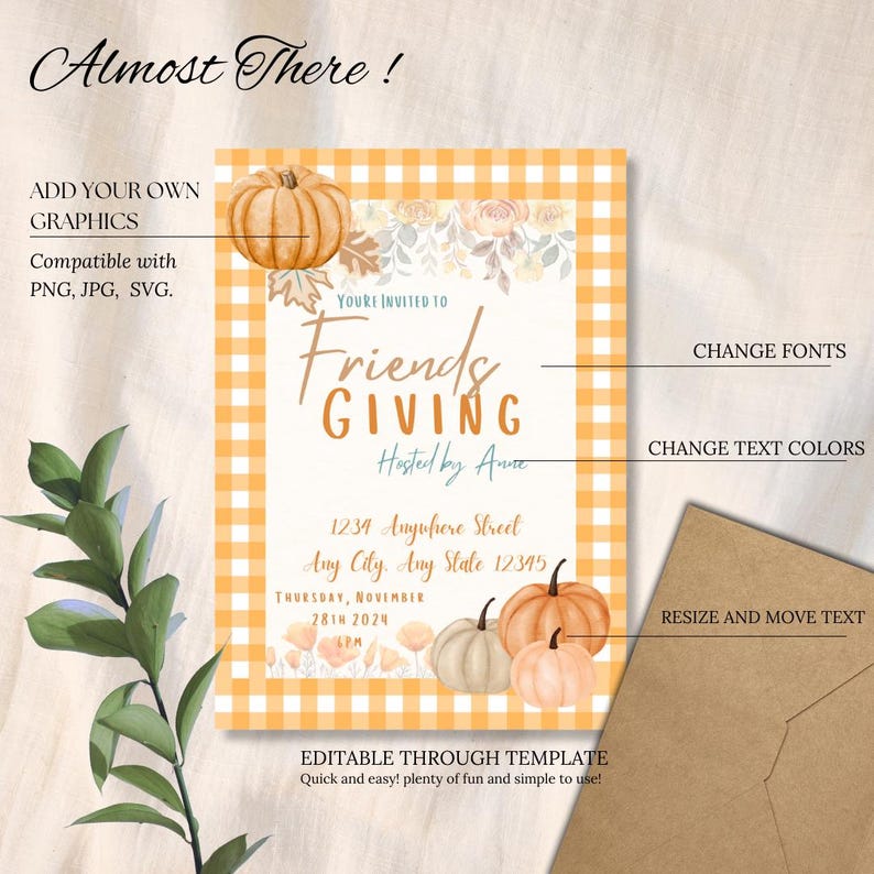 EDITABLE Thanksgiving Invitation Template, Friendsgiving, Party Flyer ...