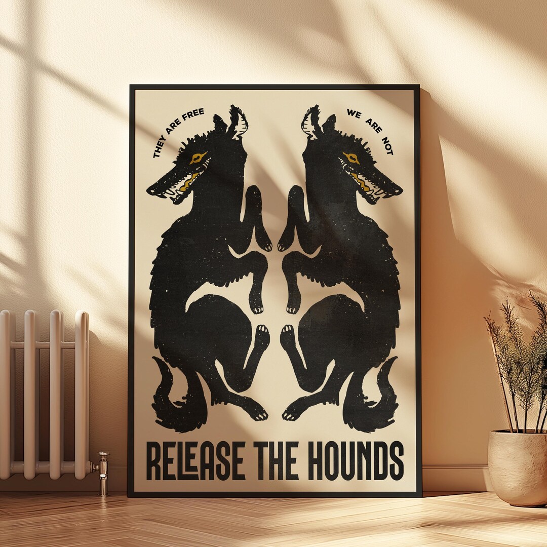 Release the Hounds Bold Minimalist Dog Art Print, Modern Expressionism ...
