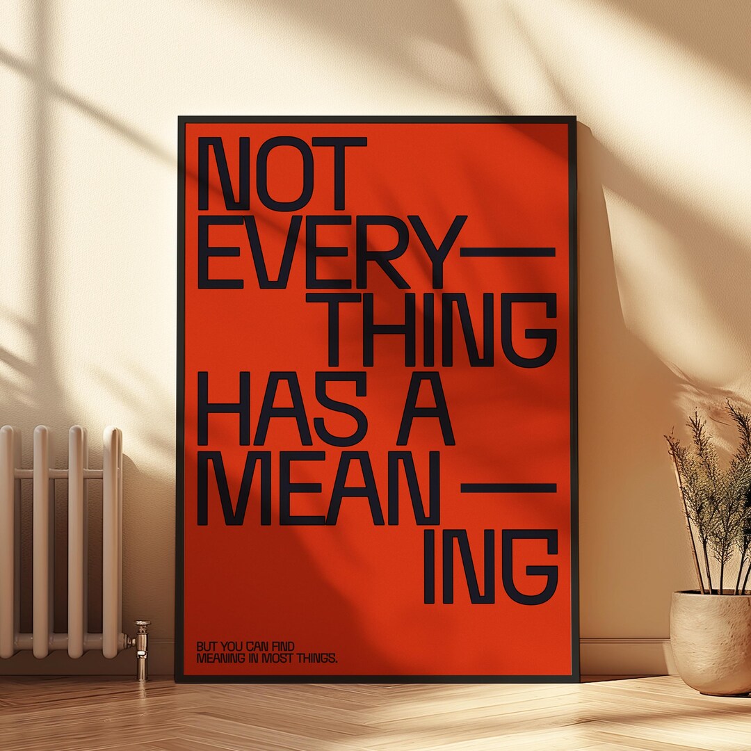 Meaning Typography Art Print Bold Modern Wall Art, Inspirational Fine ...